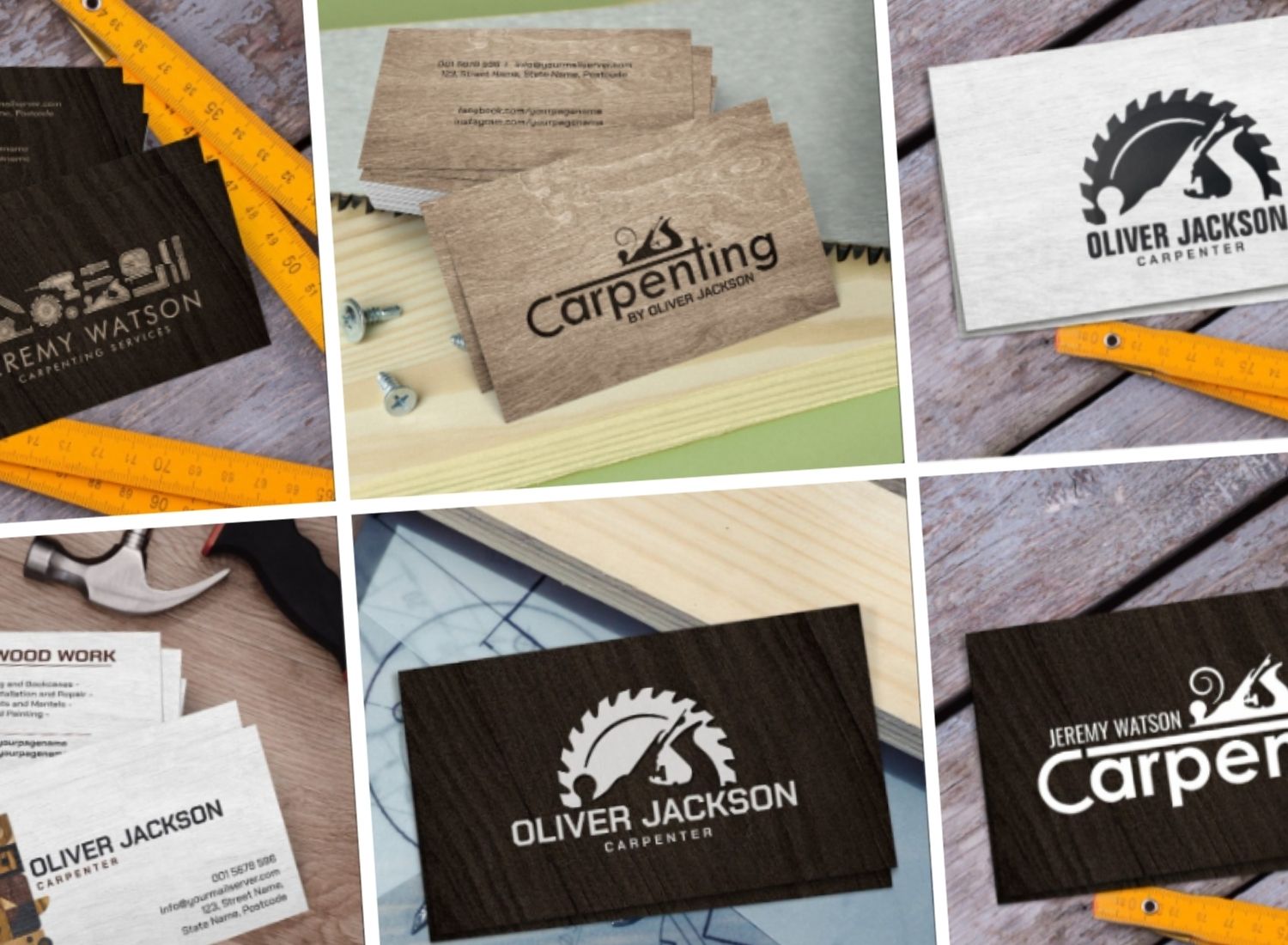 Professional Business Cards for Carpenters and Woodworkers